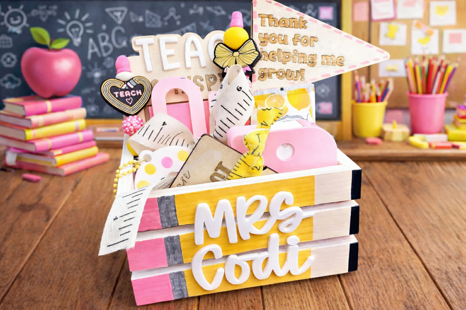 Customized Wood Teacher Crate – the Crafty Turtle LLC
